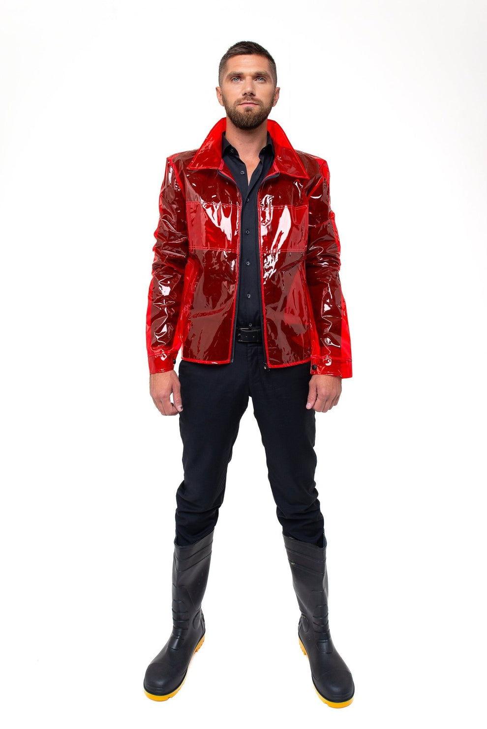 Colored Transparent Waterproof men's Jacket. Vinyl Translucent Blazer ...