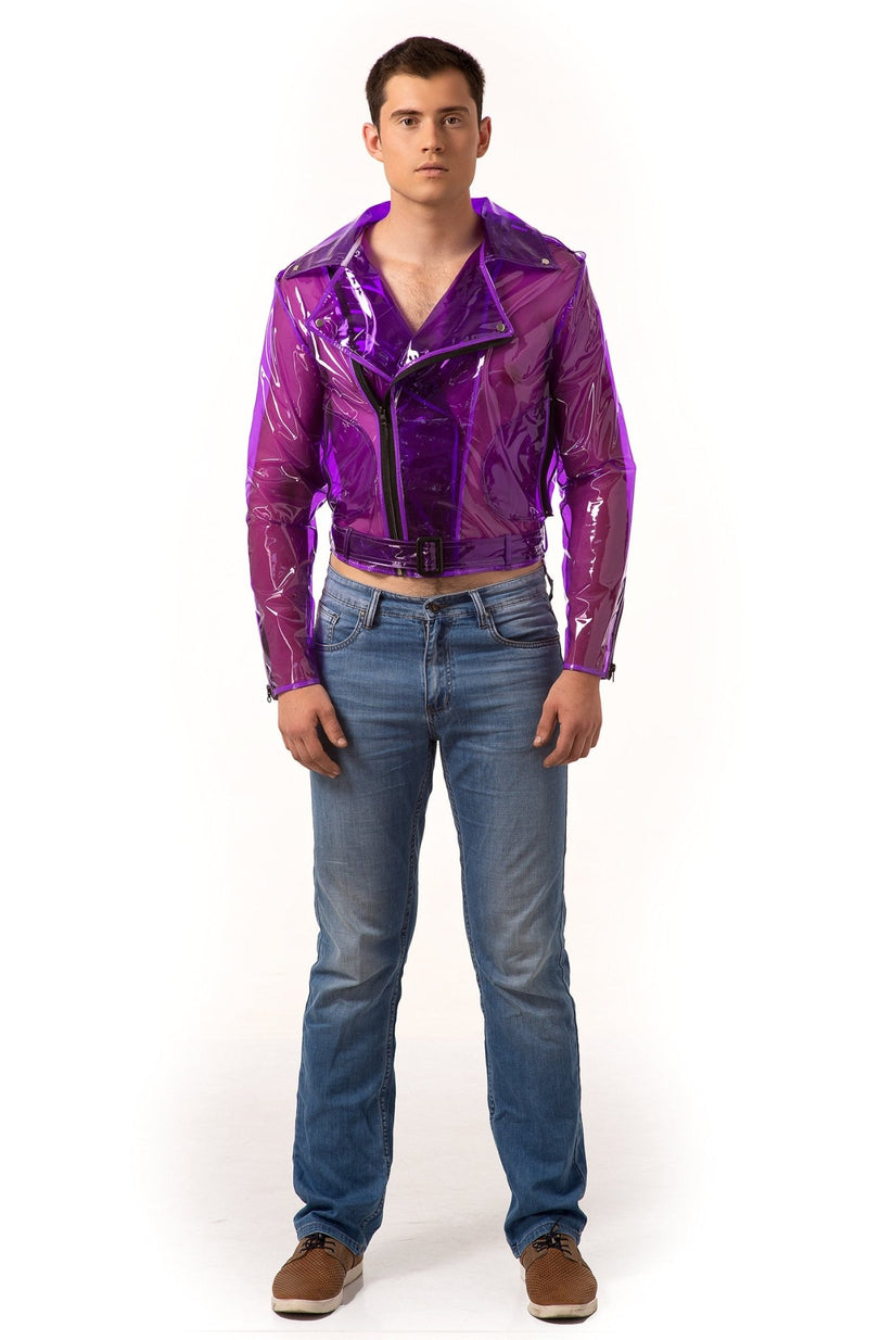 Men’s Vinyl Biker Jacket. Motorcycle Transparent Jacket. – DOMDRICH