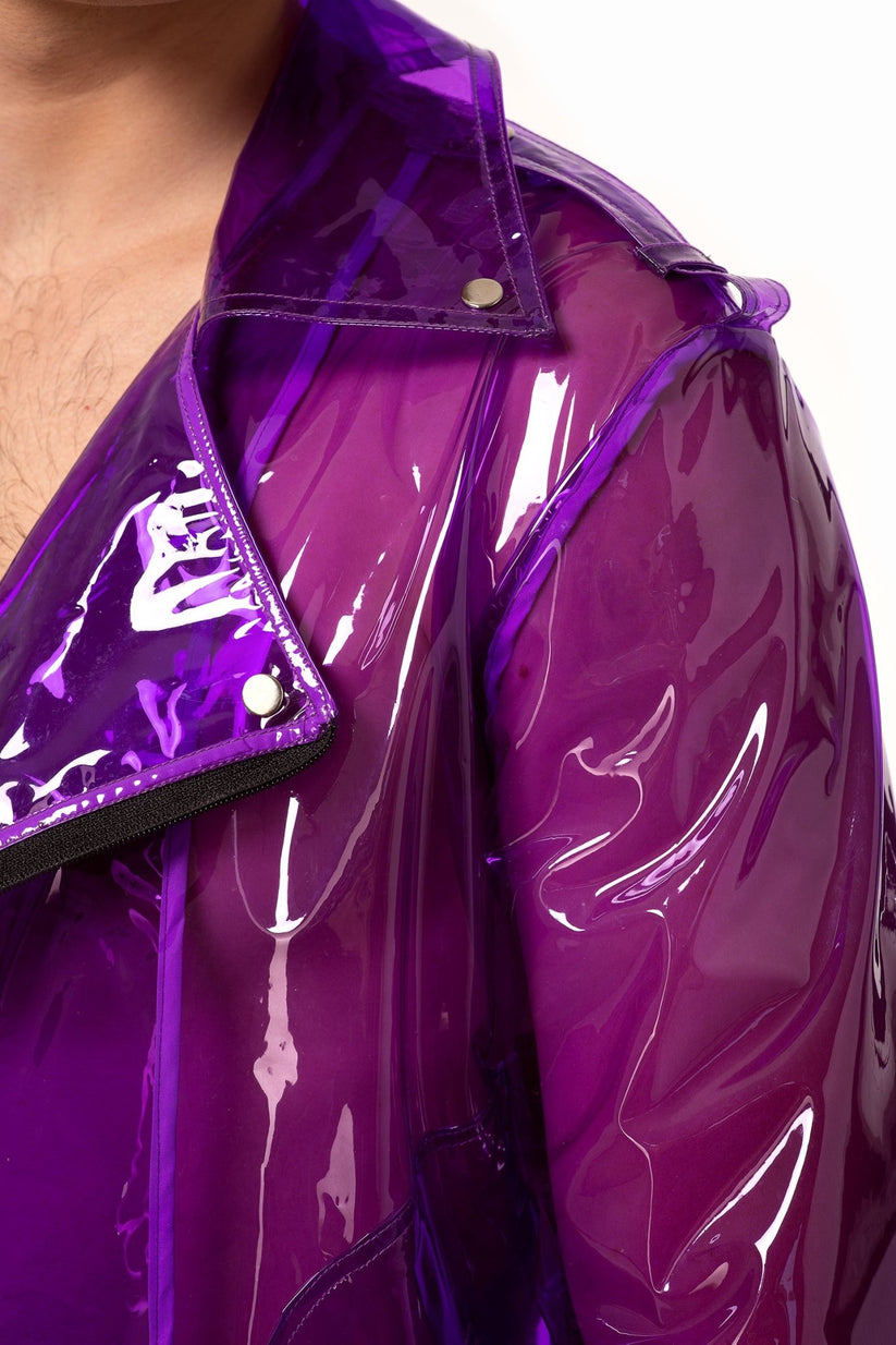 Men’s Vinyl Biker Jacket. Motorcycle Transparent Jacket. – DOMDRICH