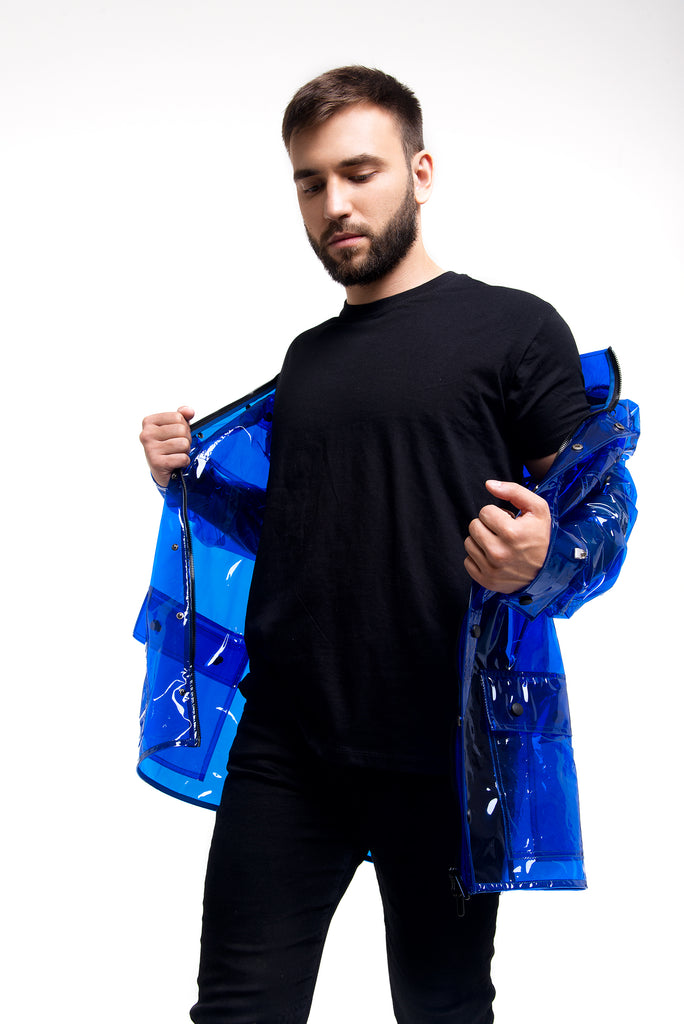 Men’s designed Rain Jacket with removable hood! Men’s transparent clot ...