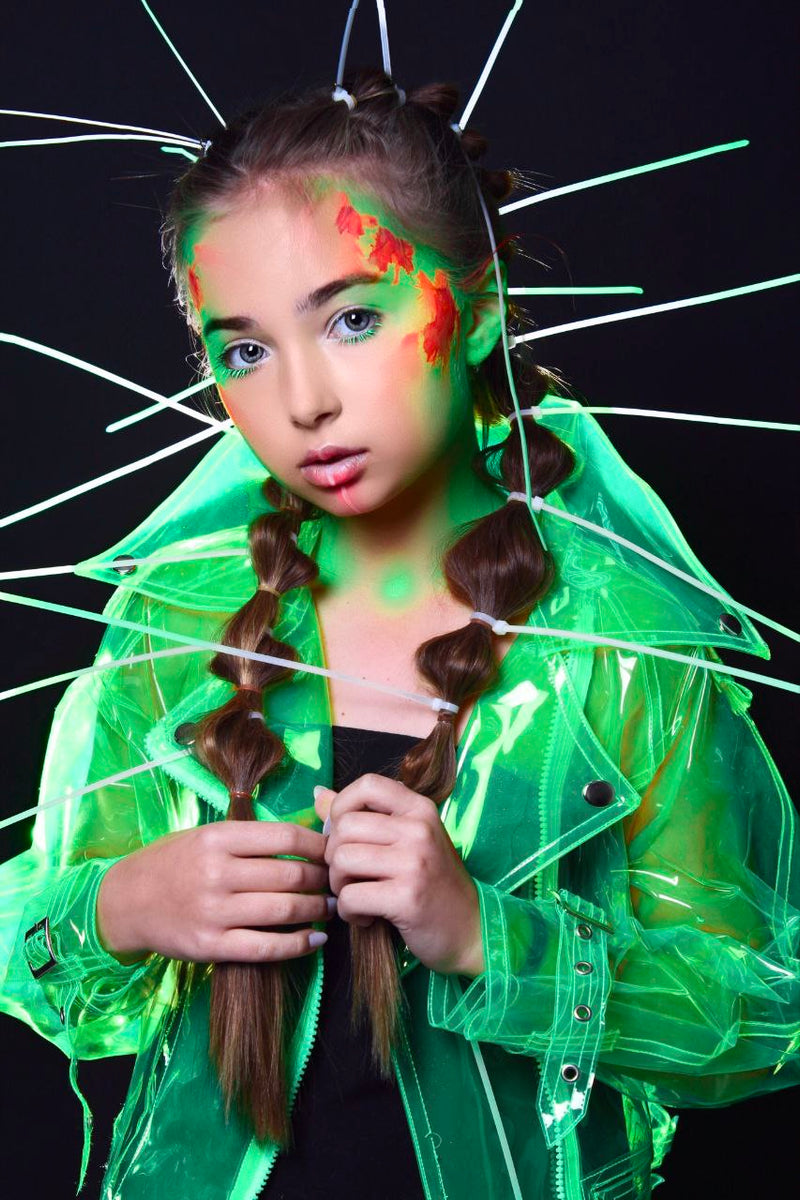 Kids Vinyl Protecting Jacket. Girls Biker Waterproof Jacket. – DOMDRICH