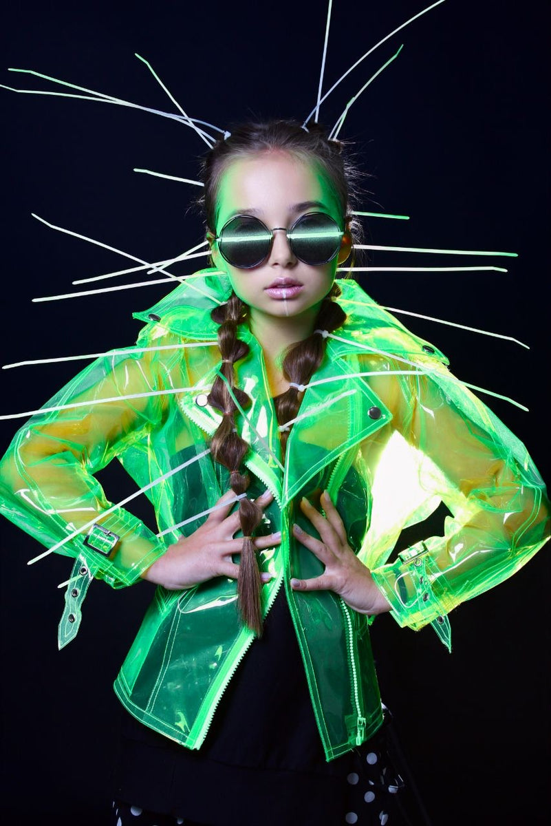 Kids Vinyl Protecting Jacket. Girls Biker Waterproof Jacket. – DOMDRICH